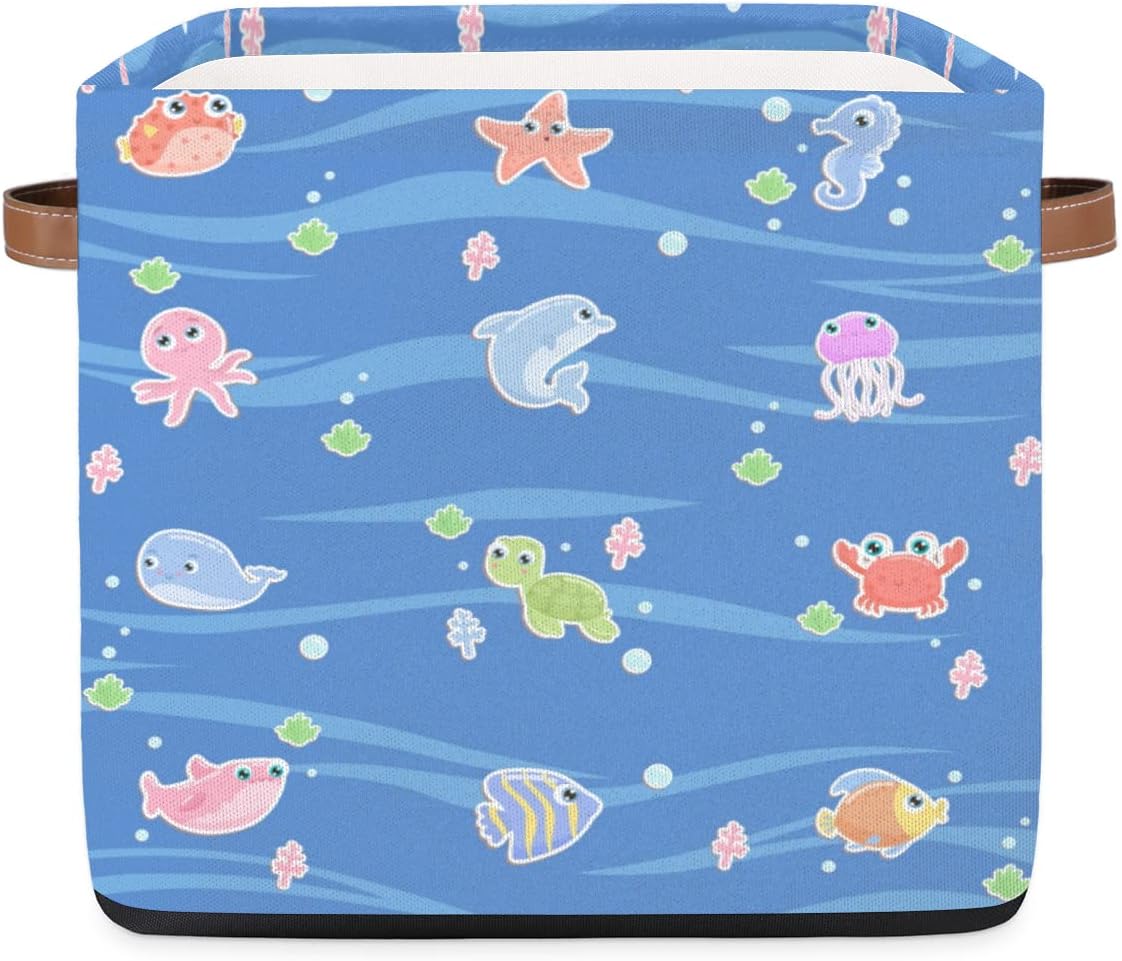 Amazon.com: OMFUNS Tropical Fish Storage Basket 13x13 Ocean Whale ...
