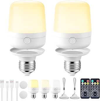 Amazon.com: Brightown E26 Rechargeable Light Bulb with Remote Timer and ...