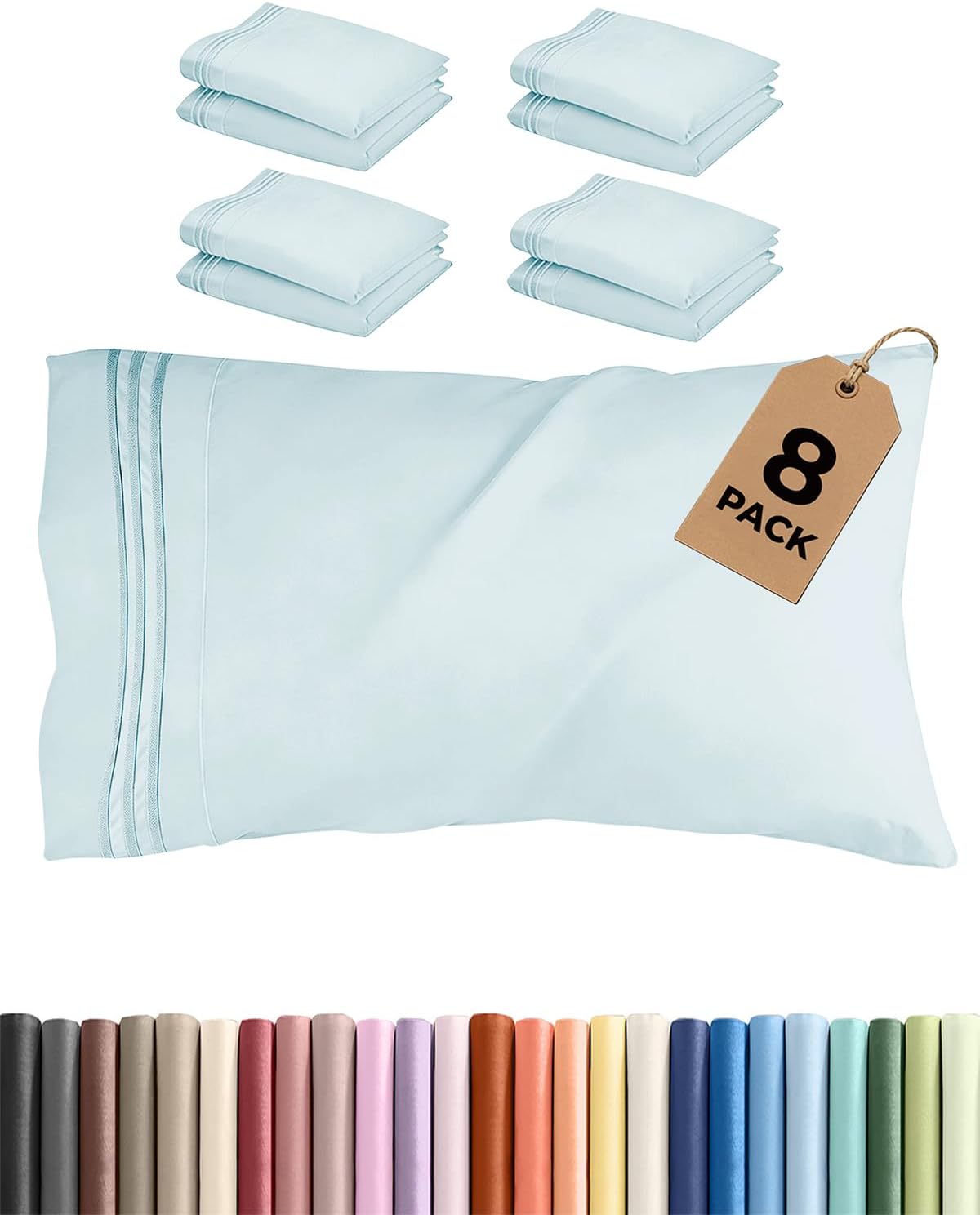 Amazon.com: King Pillow Cases Set of 8 - Ultra Soft Hotel Quality ...