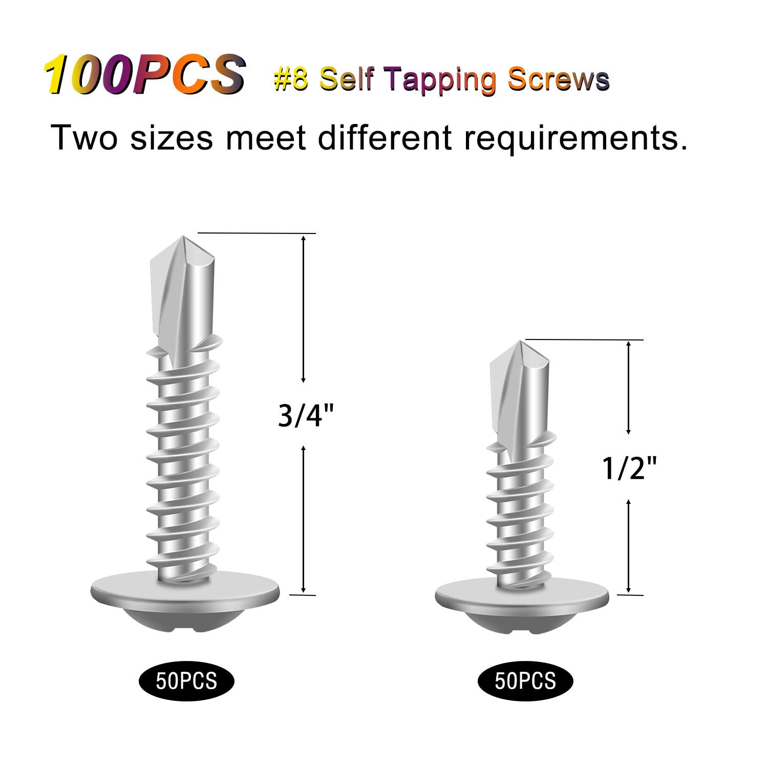Snapklik.com : Weideer 100pcs #8 Self Drilling Screws Self Tapping Tek ...