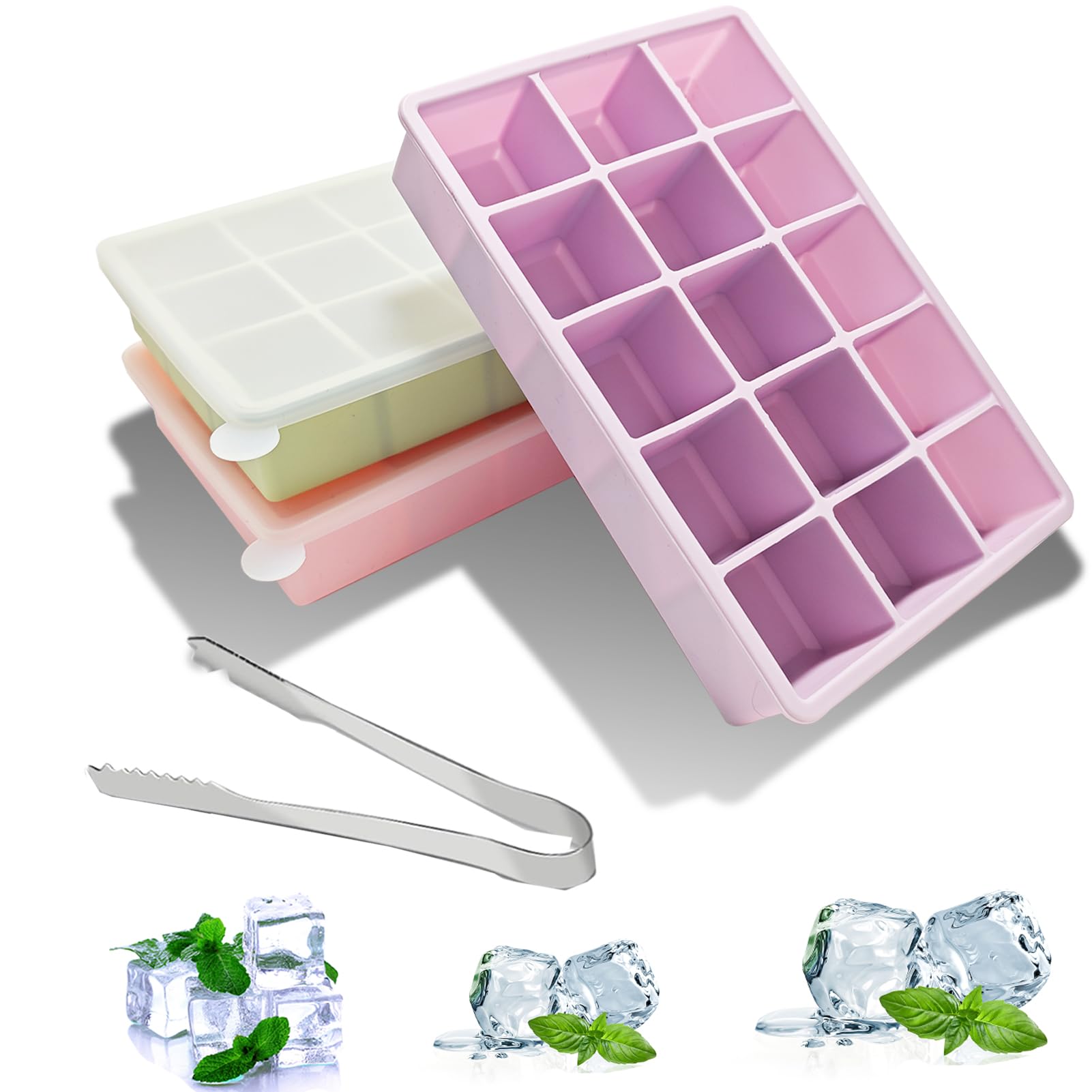 Amazon.com: Ulifebetter 3 Pcs Silicone Ice Cube Trays, 45 Cubes Ice Cube Molds, Ice Cube Maker ...