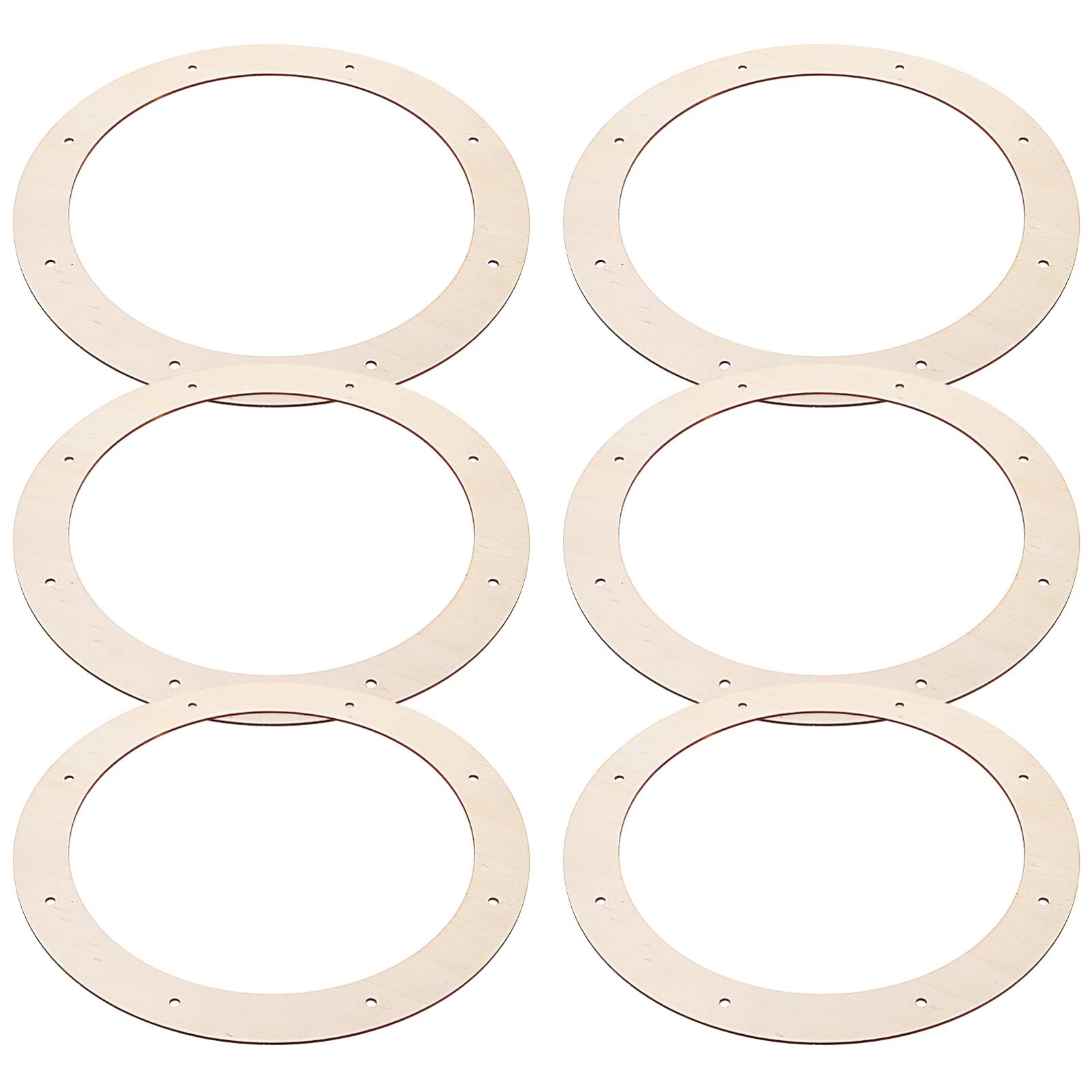 MILISTEN 6pcs Wooden Round Wreath Rings, Wooden Floral Hoops with Holes ...