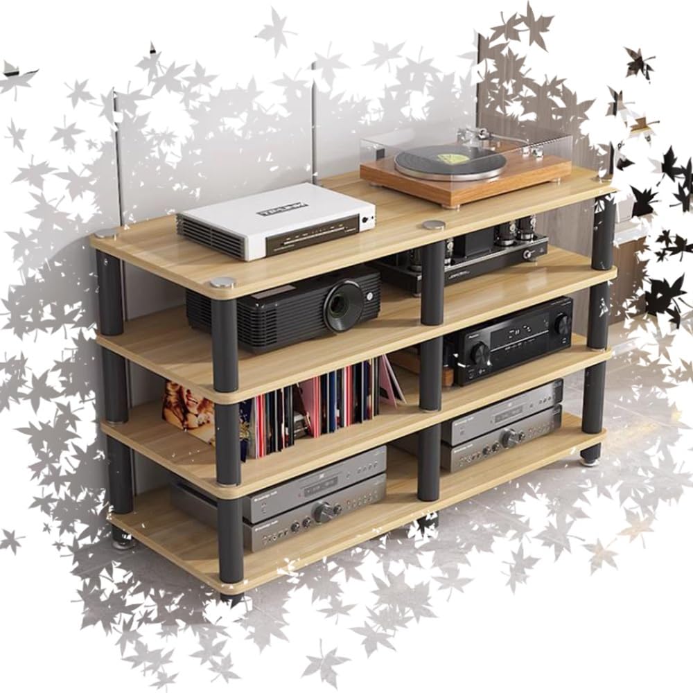 Amazon.com: BIUBPW TV Media Stand 4 Tier Double Size Media Storage ...