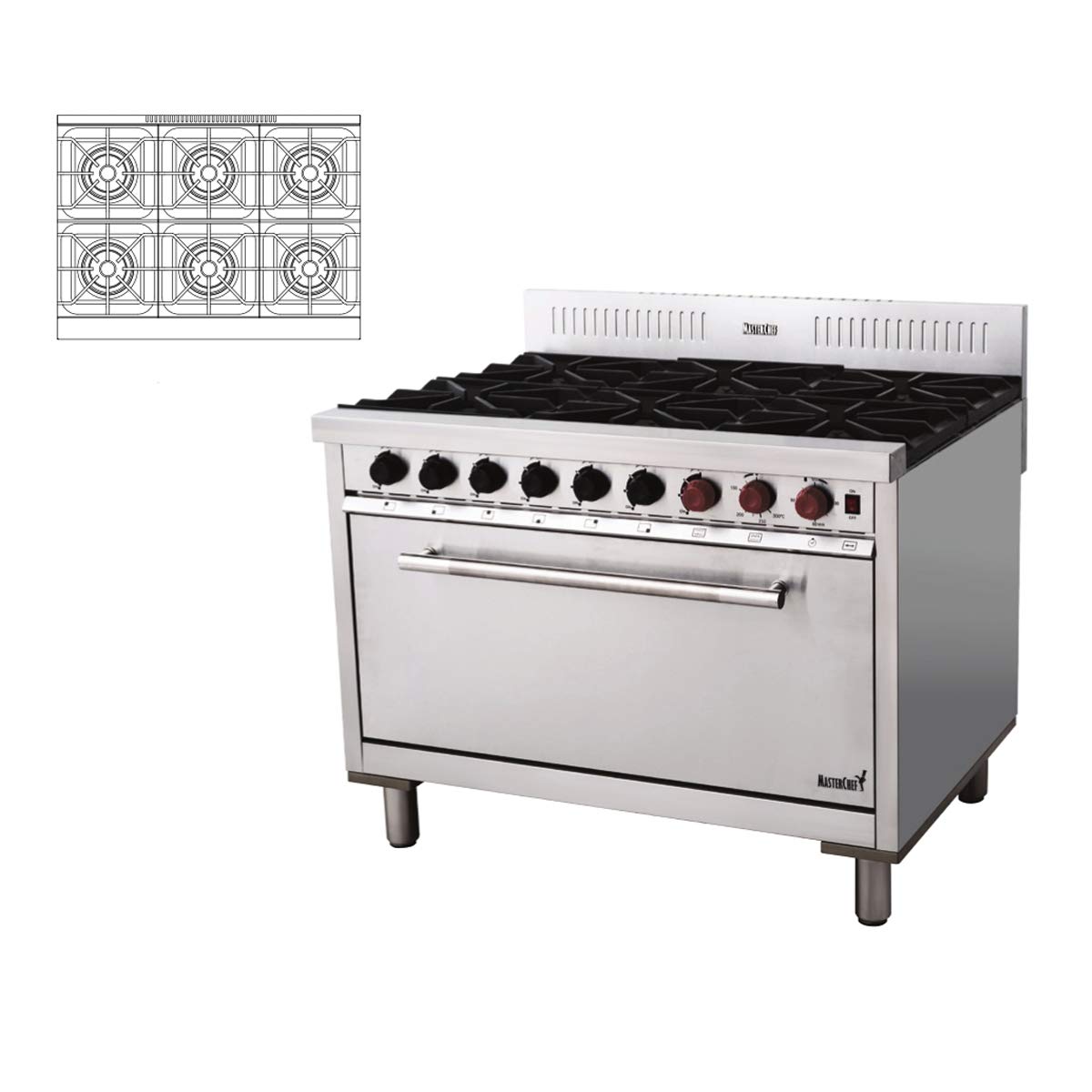 Masterchef Heavy Duty Gas Cooker with Oven and Grill Burner MHO40661CN ...