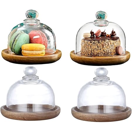 Amazon.de: Tiamu Tortenplatte Glasglocke mit Haube, Mini Kuchenständer ...