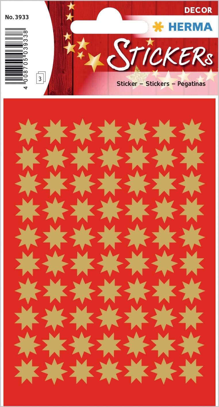 Amazon.com: HERMA 3933 Christmas Stickers, Gold Stars 8-Pointed ...