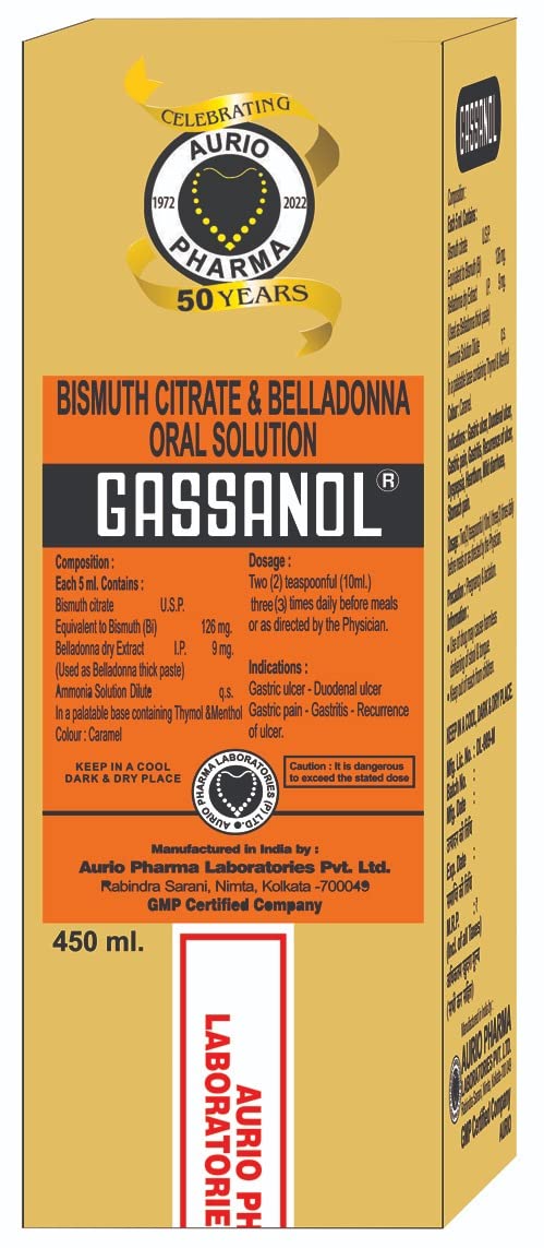 Buy Aurio Pharma Gassanol Oral Solution Syrup, 450 Ml - Syrup Online at ...