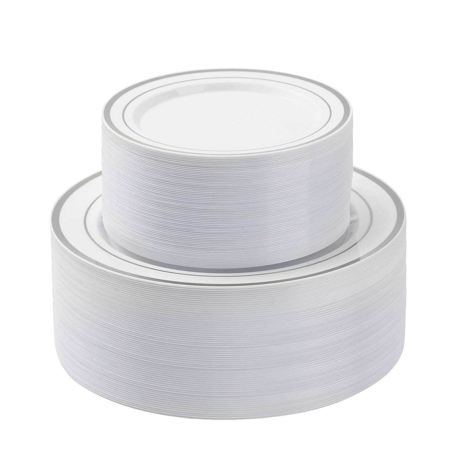 Amazon.com: BESTSTAR 100PCS Silver Plastic Plates Set, 50 10.25 inch ...