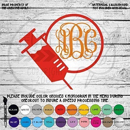 Amazon.com: Lab Tech Needle Syringe Medical Monogram Vinyl Die Cut ...