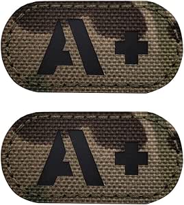 AliPlus 2 PCS A+ POS Patches Blood Type Patches IR Infrared Reflective Patches Laser Cut Patch ...