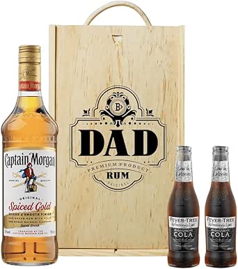 Captain Morgans Spiced Rum Dad Gift Set in Wooden Presentation Gift Box ...