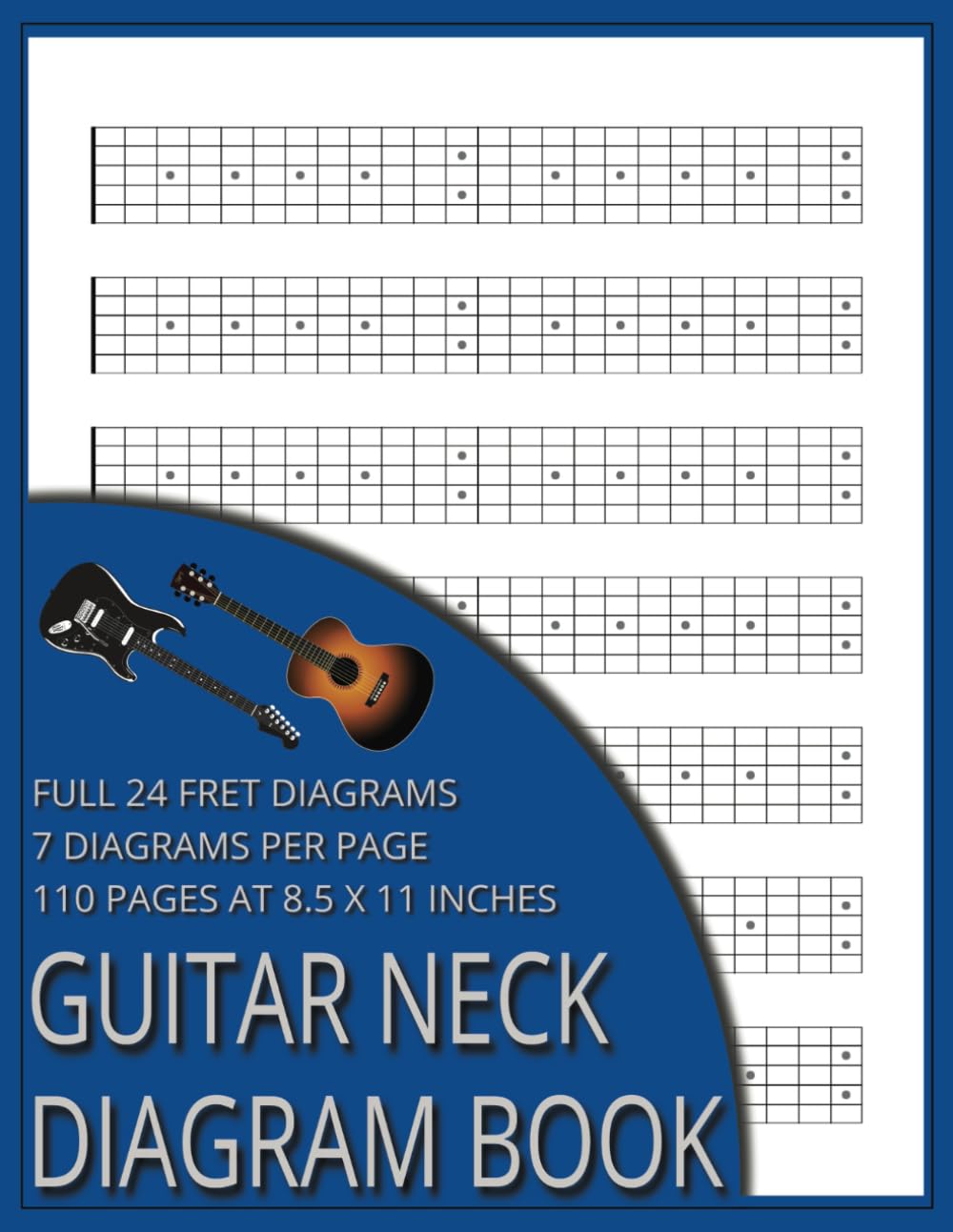 Amazon.com: Guitar Neck Diagram Book: Blank 24 fret guitar neck ...