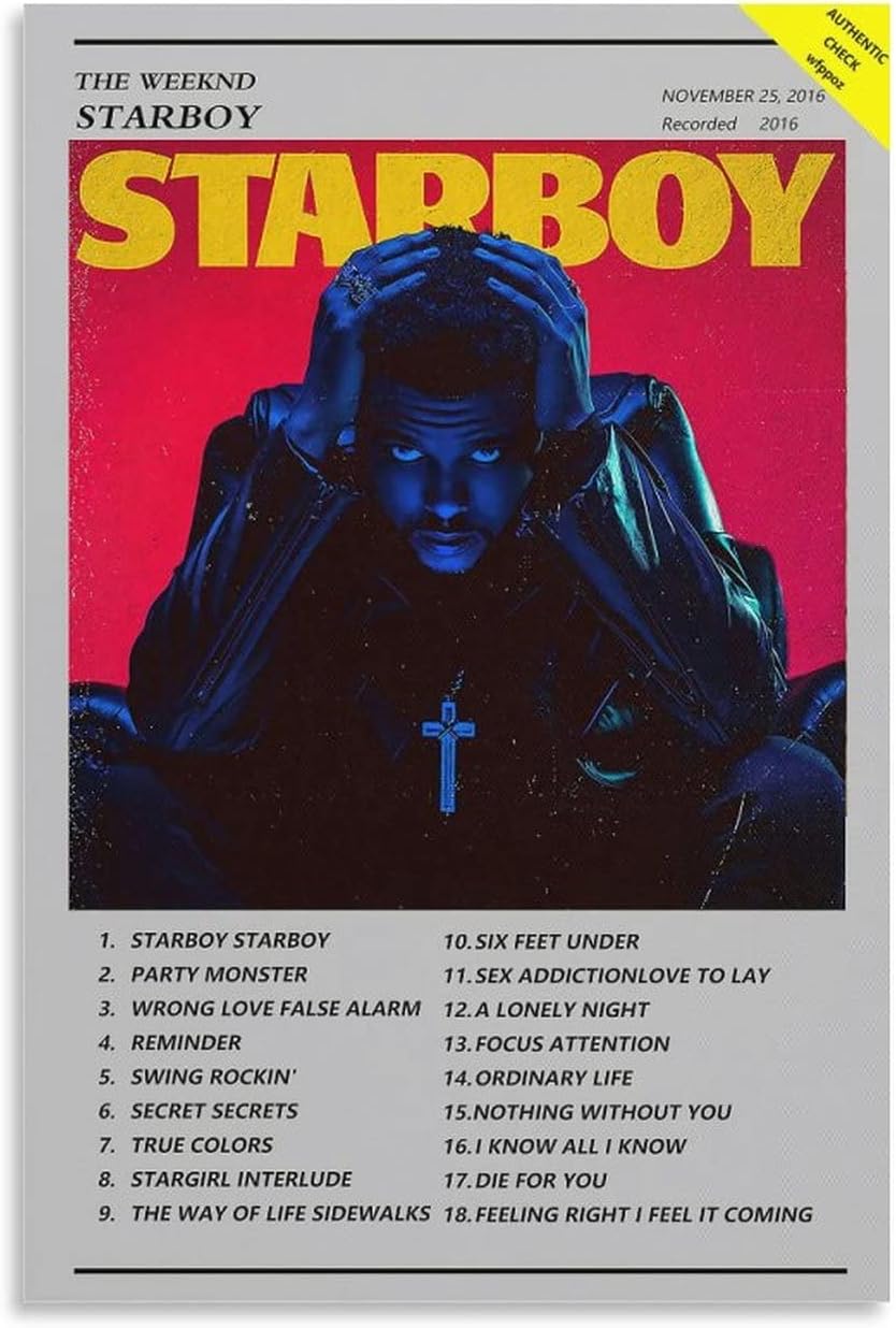 DDSS Starboy The Weeknd Canvas Posters Wall Art Print Aesthetic Living ...