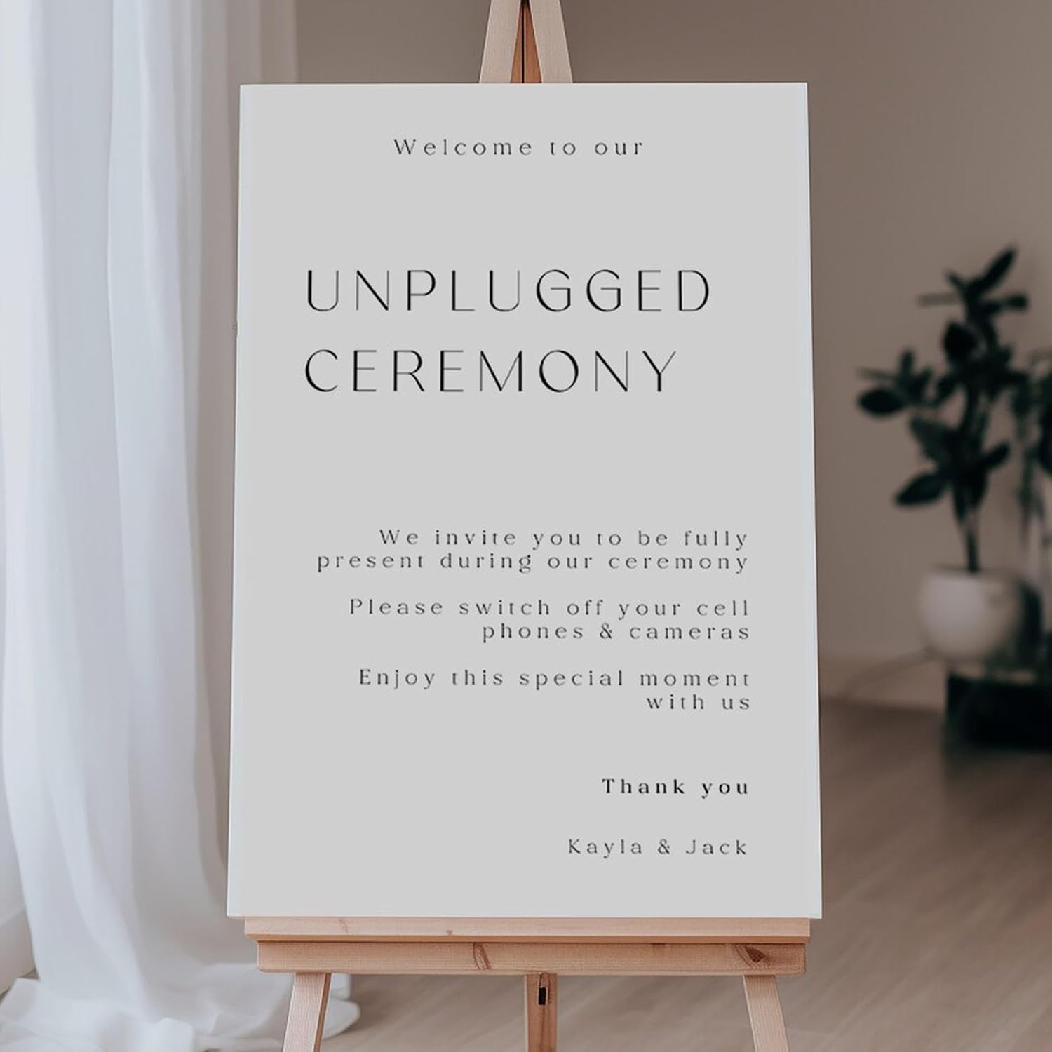 Amazon.com: Minimalist Unplugged Ceremony Sign, Wedding Welcome Sign ...