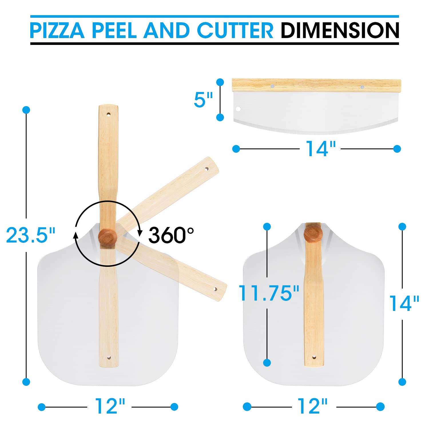 Snapklik.com : Pizza Peel 12 X 14 Inch, Aluminum Foldable Pizza Paddle ...