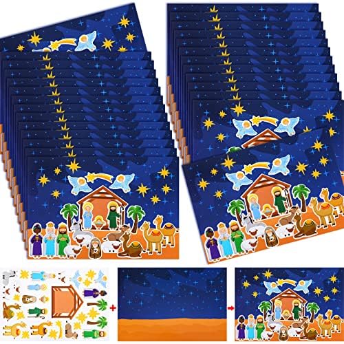 Amazon.com: FaCraft Nativity Stickers,24 Sheets Make a Nativity Scene ...