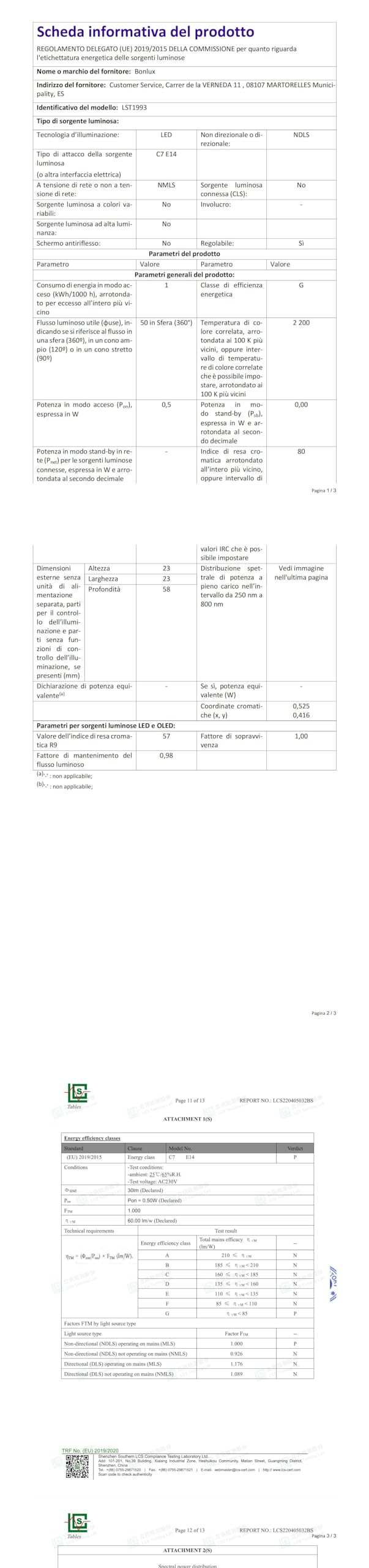Bonlux Lampadina LED E14 0,5W Lampadine Luce Calda Soffusa 2200K ...
