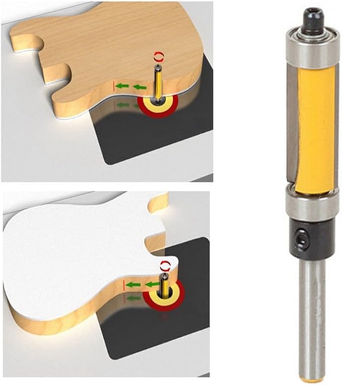 1/4'' Shank Top & Bottom Bearing Flush Trim Router Bit For Woodworking ...