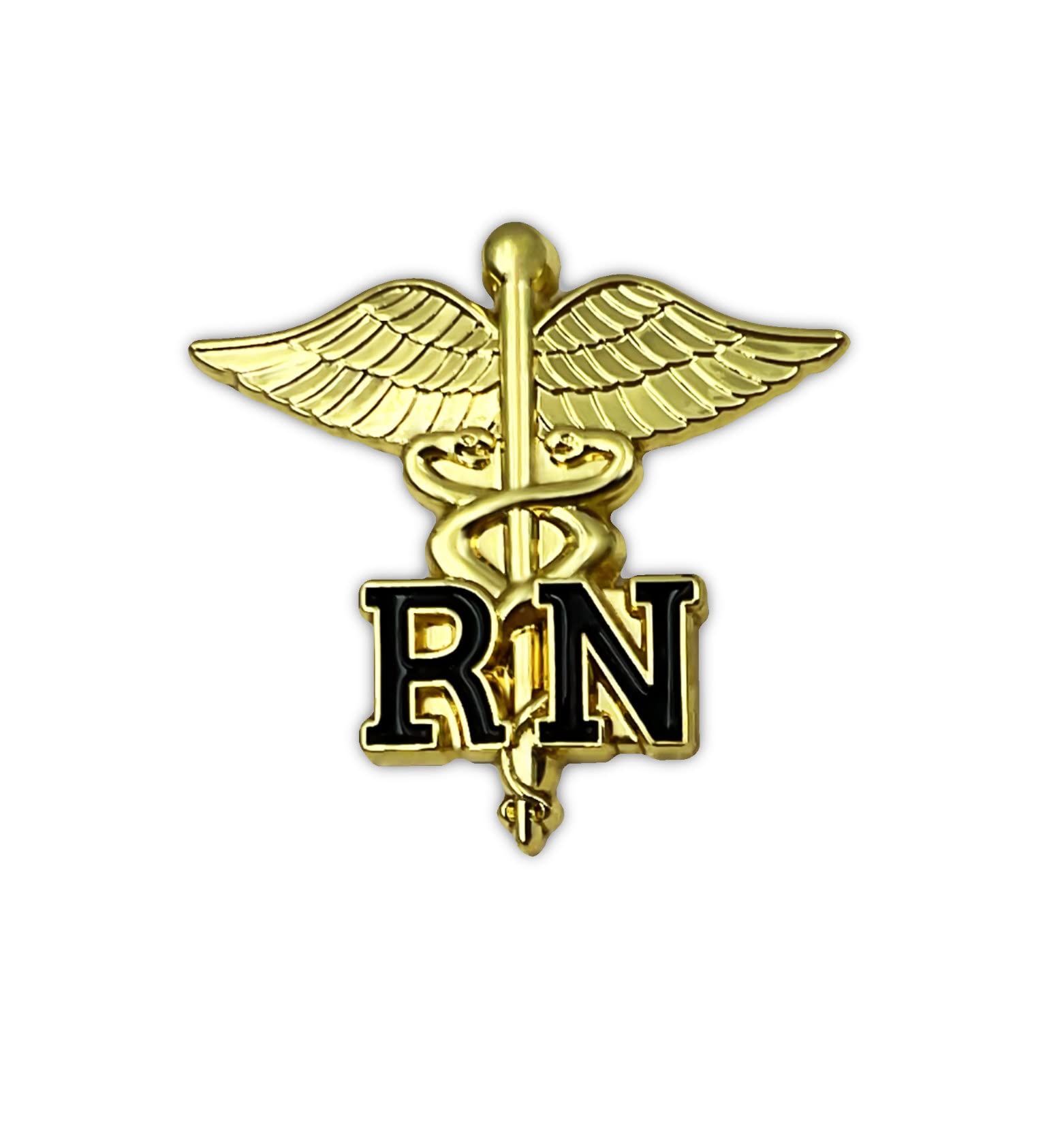 Amazon.com: Registered Nurse Emblem Lapel Pin - Letters on Caduceus ...