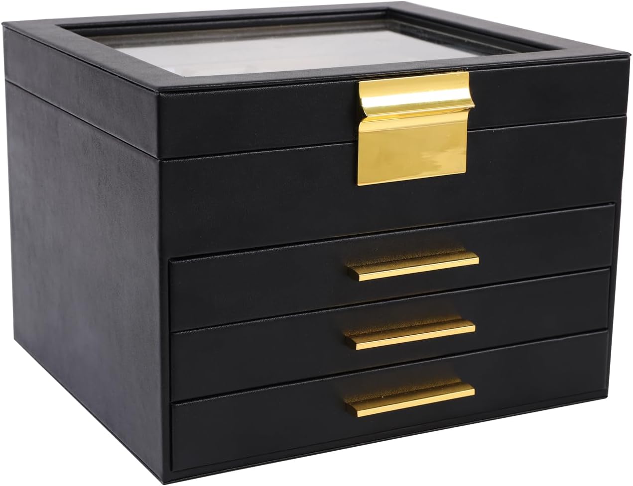 Amazon.com: BOOVO Jewelry Box with Glass Lids,White and Black Large ...