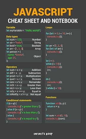 JavaScript Cheat Sheet and Notebook: An At a Glance JavaScript Cheat Sheet and Notebook, 5x8 ...