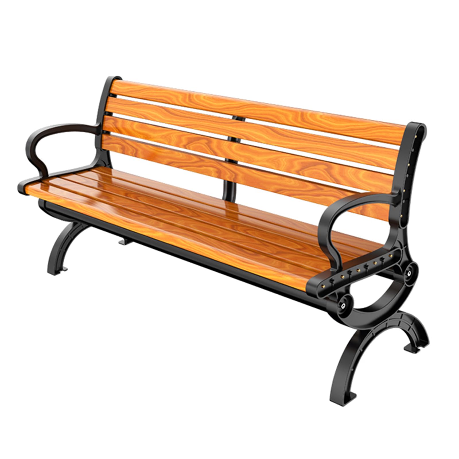 Outdoor Garden Bench Cast Aluminum Preservative Wood, Cast Iron Metal ...