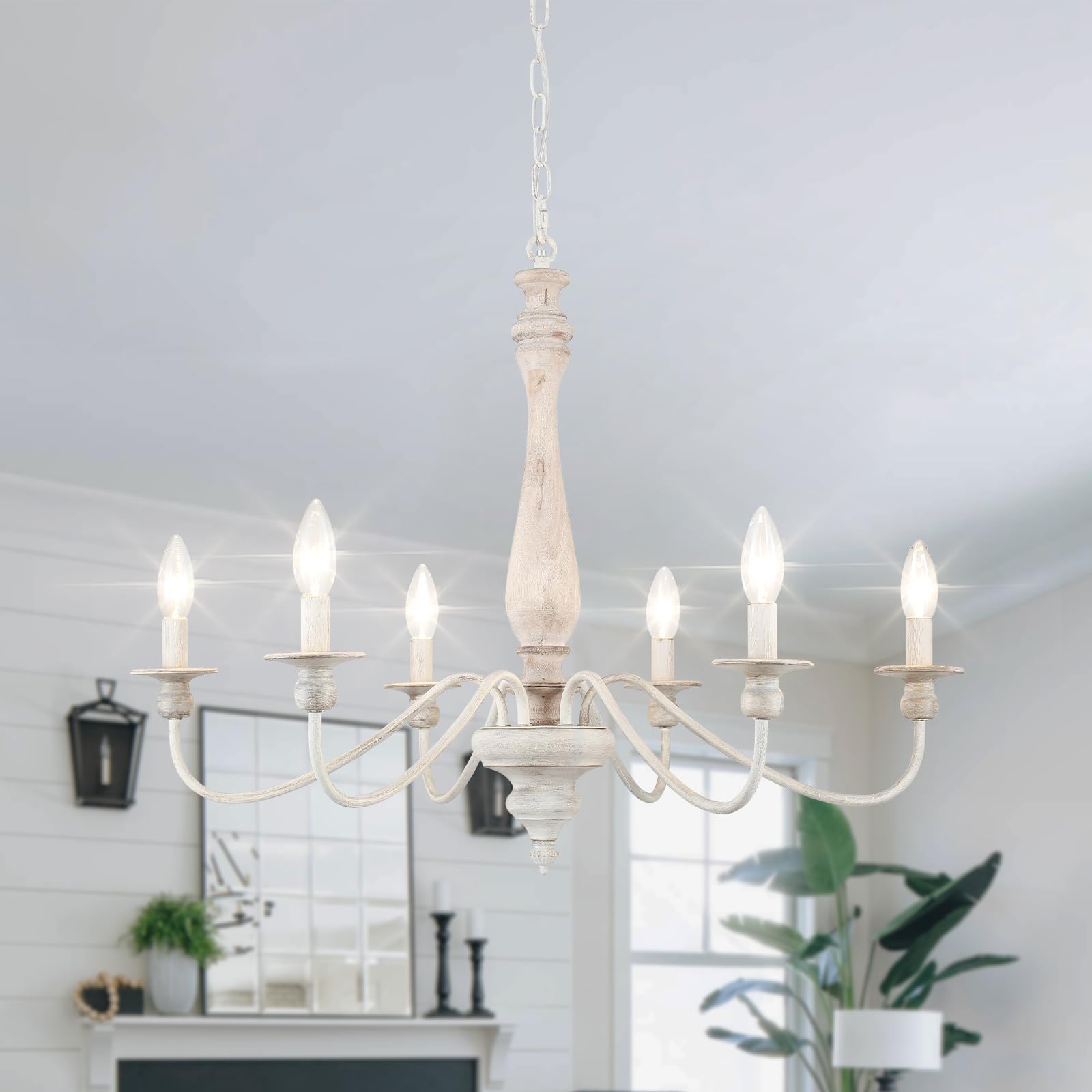 French Country Chandelier, 6-Light Rustic Farmhouse Chandeliers for ...