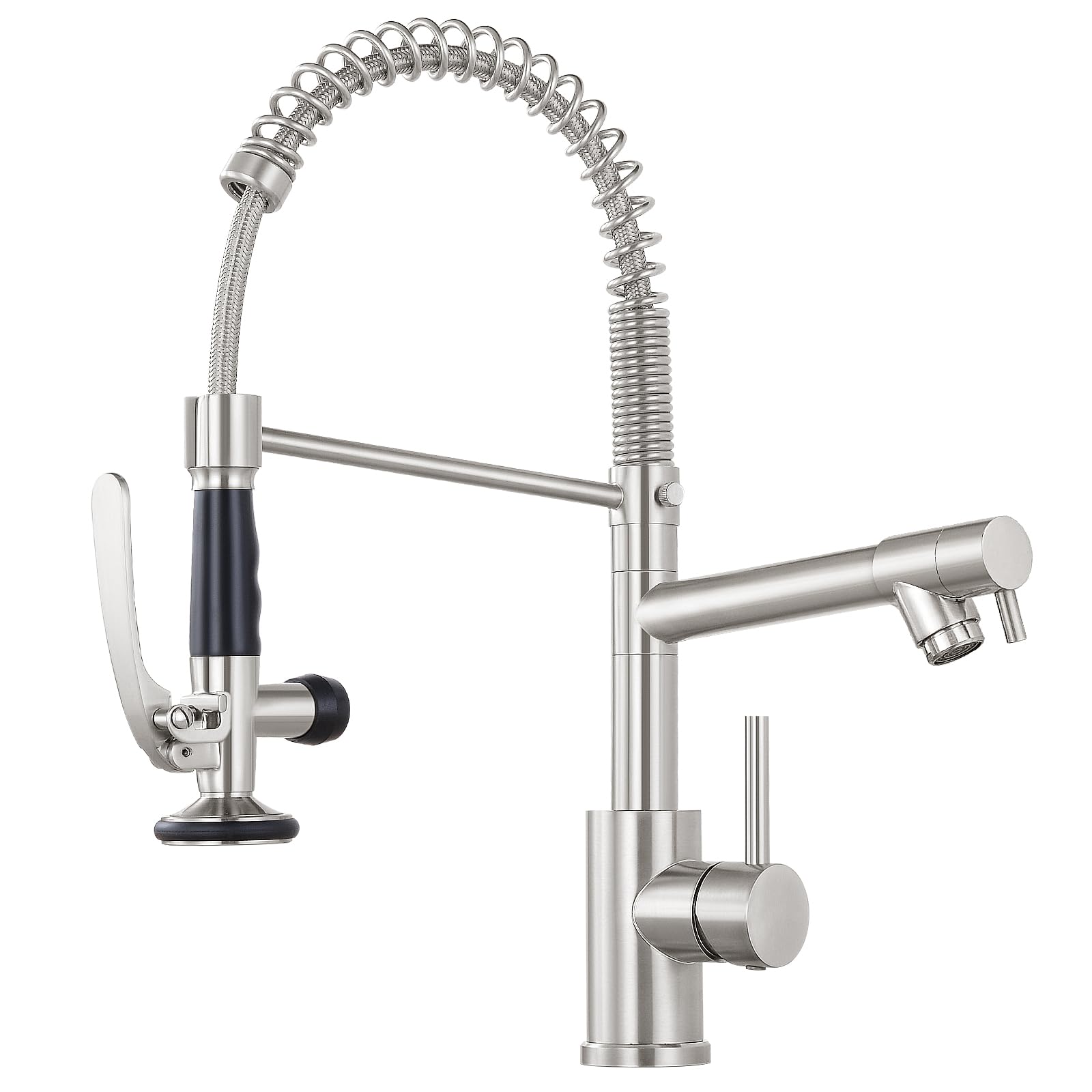 MTTCLE Commercial Kitchen Faucet with Pull Down Sprayer, Brushed Nickel ...