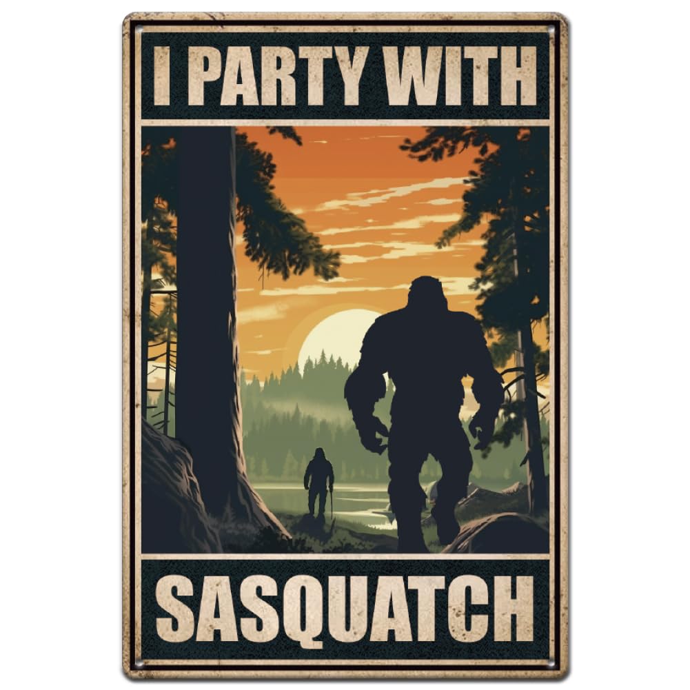 Amazon.com: SUPERDANT Funny Metal Tin Sign Camping Big-foot I Party ...