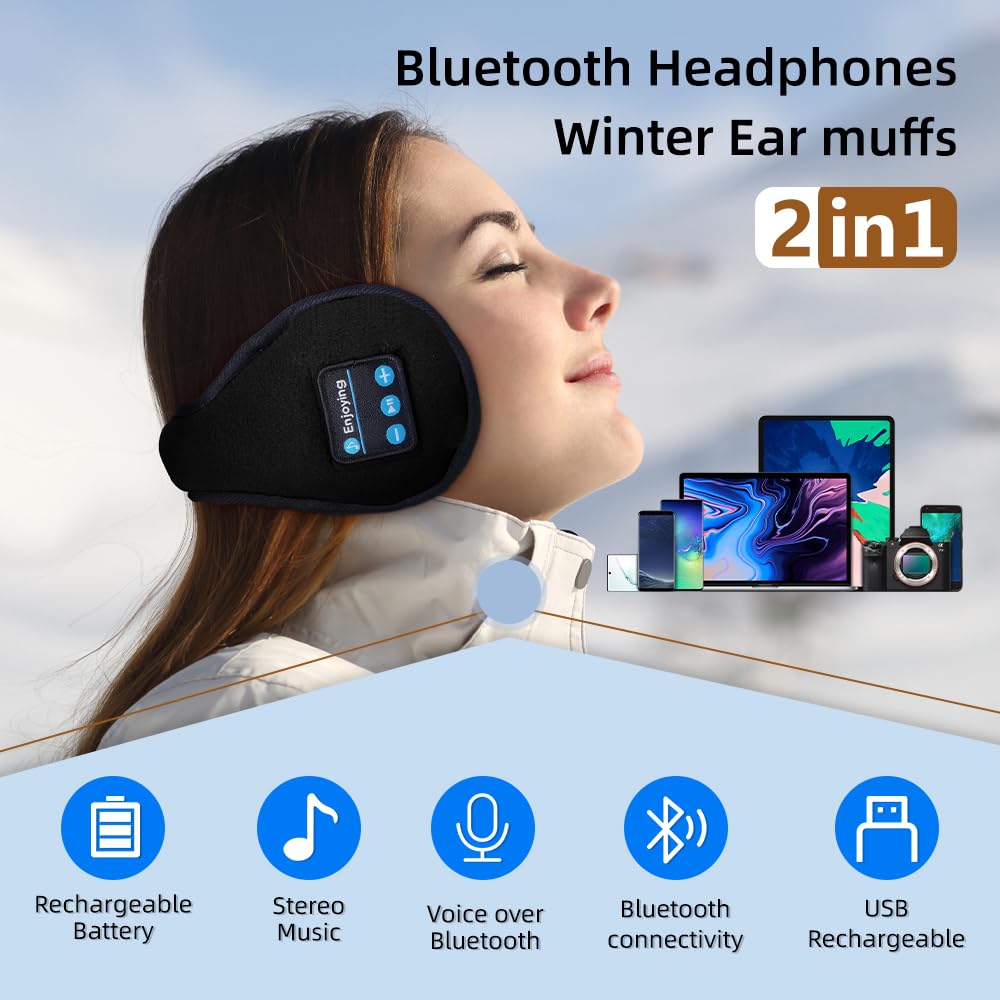 SYPVRY Bluetooth Ear Muffs Winter Ear Warmer Wireless Headphones ...