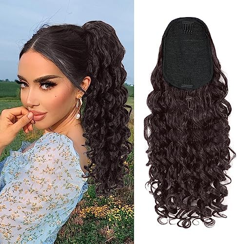 Amazon.com : MSCHARM Drawstring Ponytail Extension,20" Drawstring Curly ...