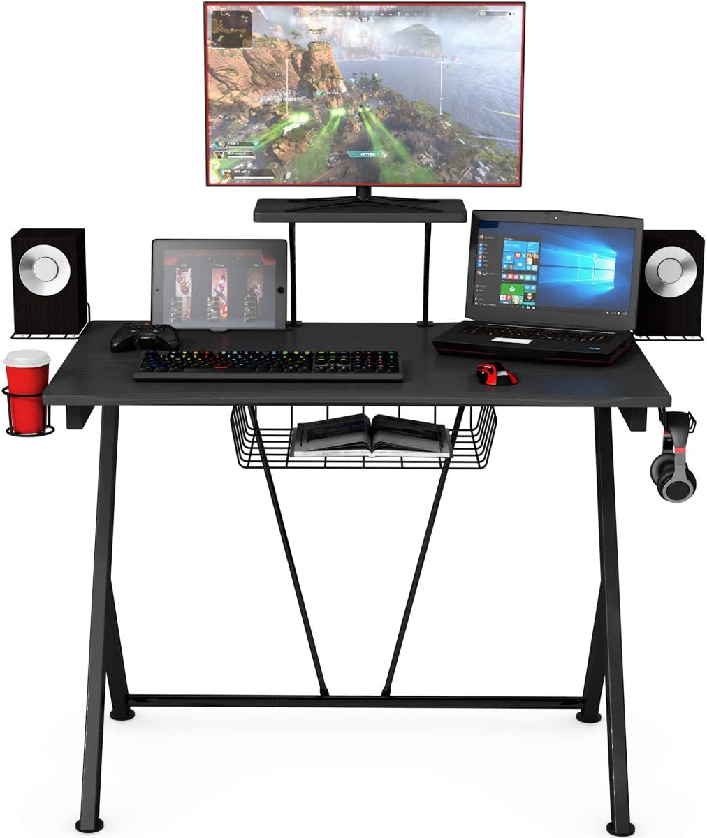 Amazon.com: GLOBALWAY Ergonomic Computer Desk with Monitor Stand, E ...