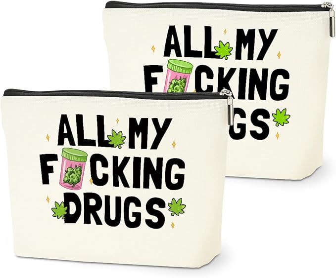 Amazon.com : HZMLYDJ 2 PCs Weed Gifts Funny Gifts Makeup Bag Marijuana ...