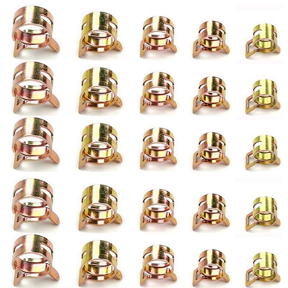 50PCS 5 Size Hose Clips Spring Hose Clamps Mini Fuel Line Pipe Clips ...