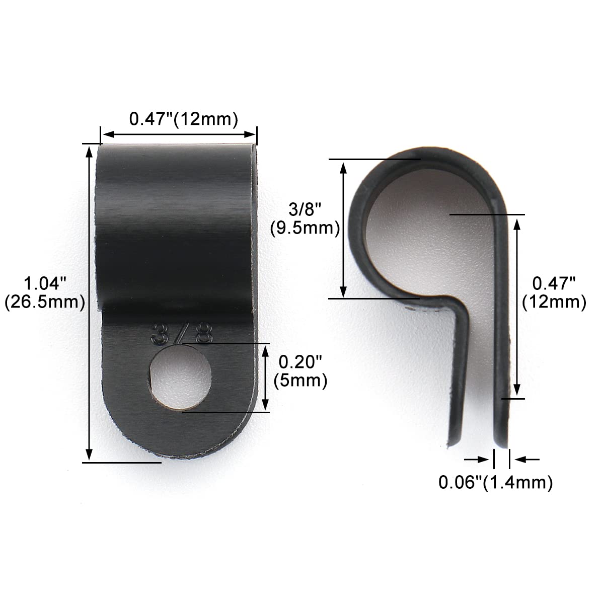 Snapklik.com : R-Type Cable Clamp 3/8 Inch UC-2 Black Pack Of 500
