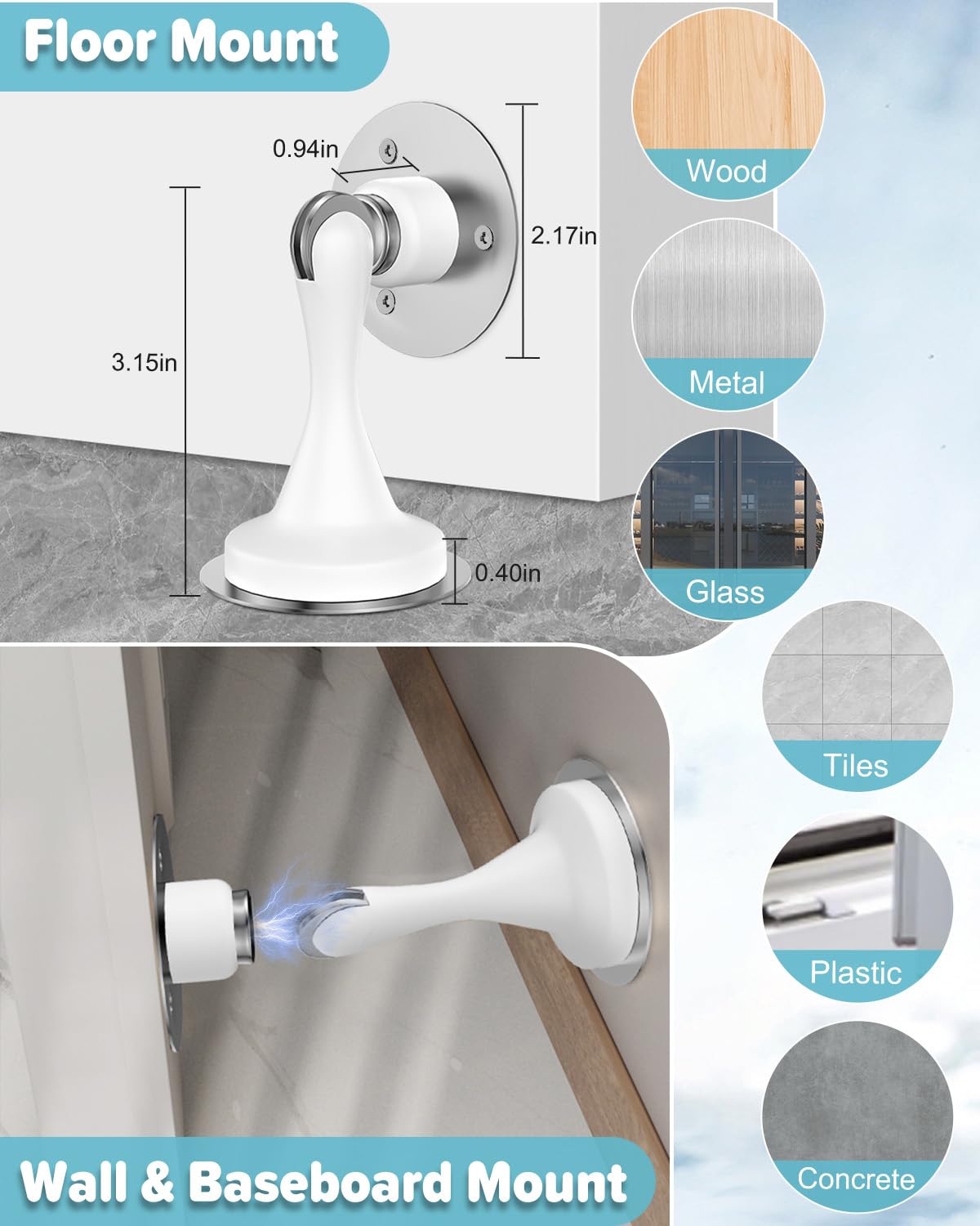 Snapklik.com : Magnetic Door Stoppers Door Catch - 2 Pack Stainless ...