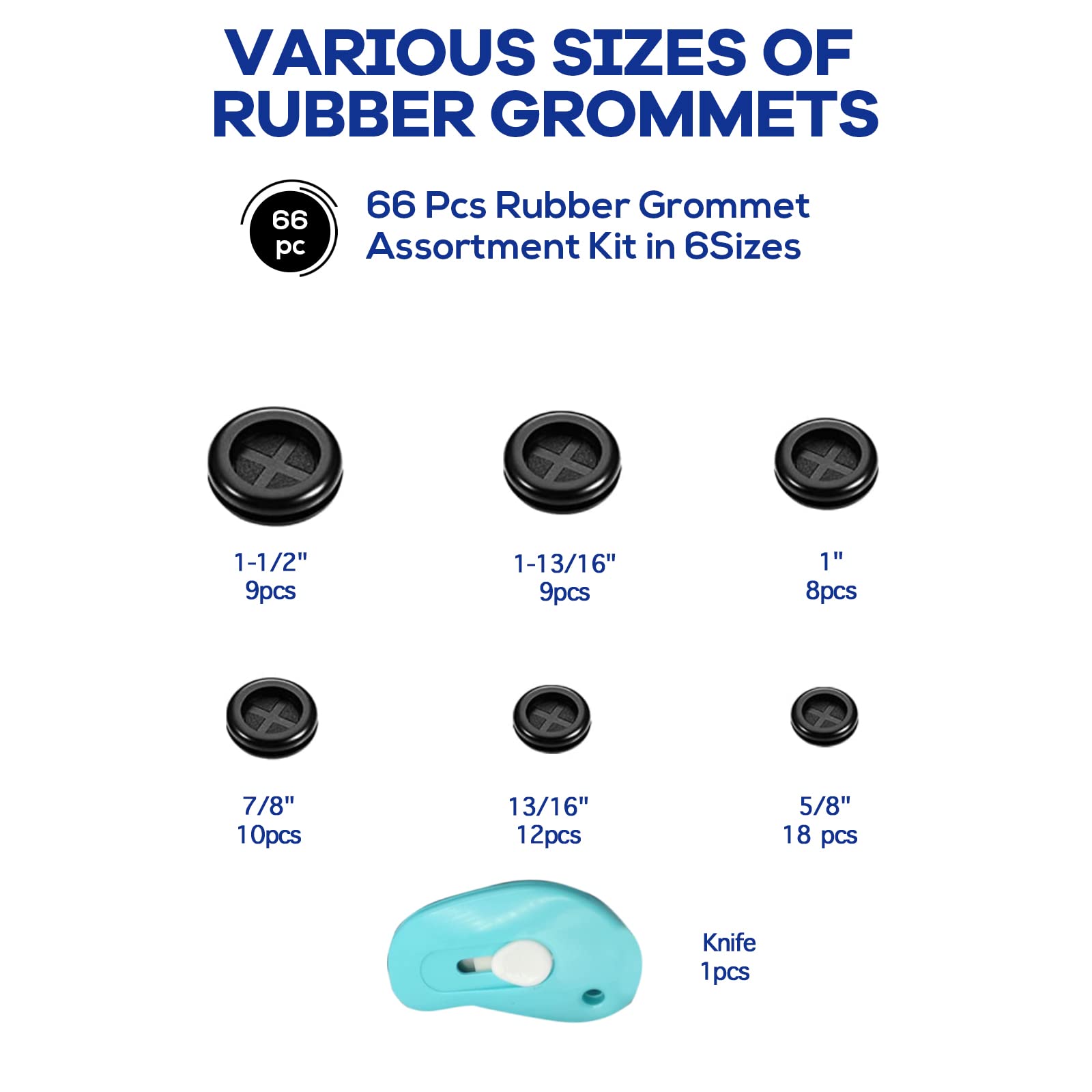 Snapklik.com : Boatsea 6 Size Rubber Grommets For Wiring, Double Sided ...