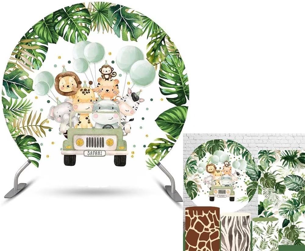 Amazon.com : Jungle Safari Wild Animals 5ft Round Backdrop Covers for ...