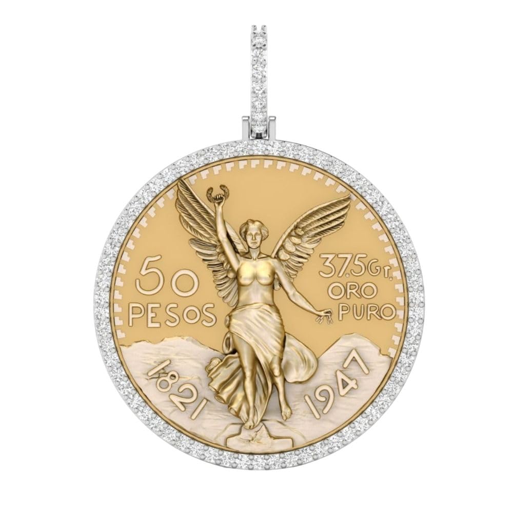 Amazon.com: Ssjewel 14K Gold Plated Double Face Mexican 50 Pesos 1821 ...