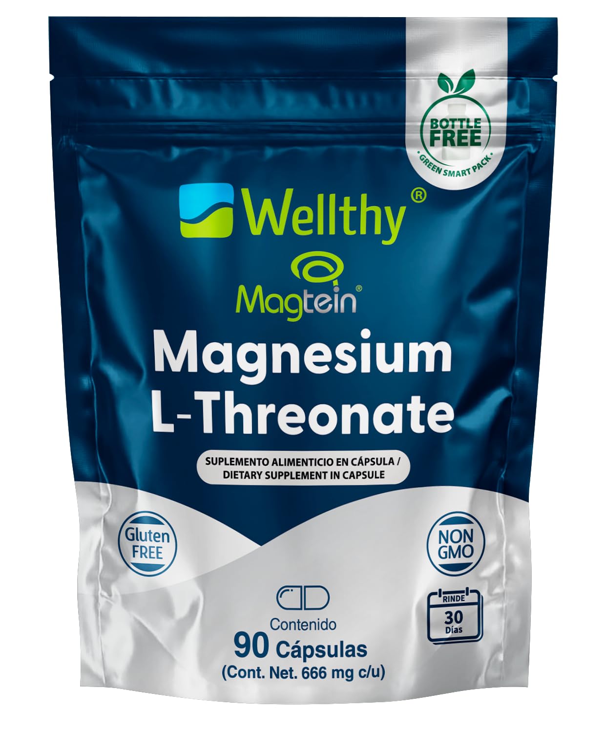 Wellthy L Treonato de Magnesio 90 Cápsulas 144mg. Hecho solamente con ...