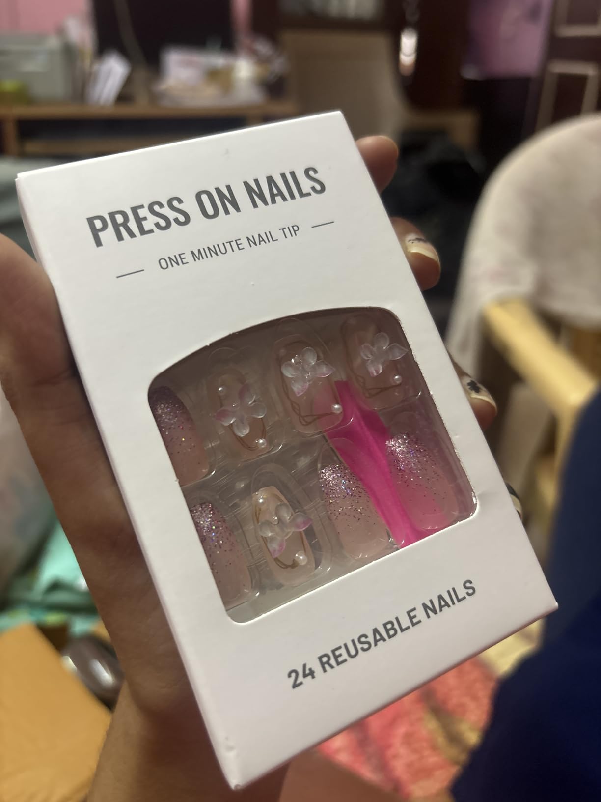 Buy Gloss & Go 24 Reusable Artificial Fake Nail Set| 3D Butterfly And ...