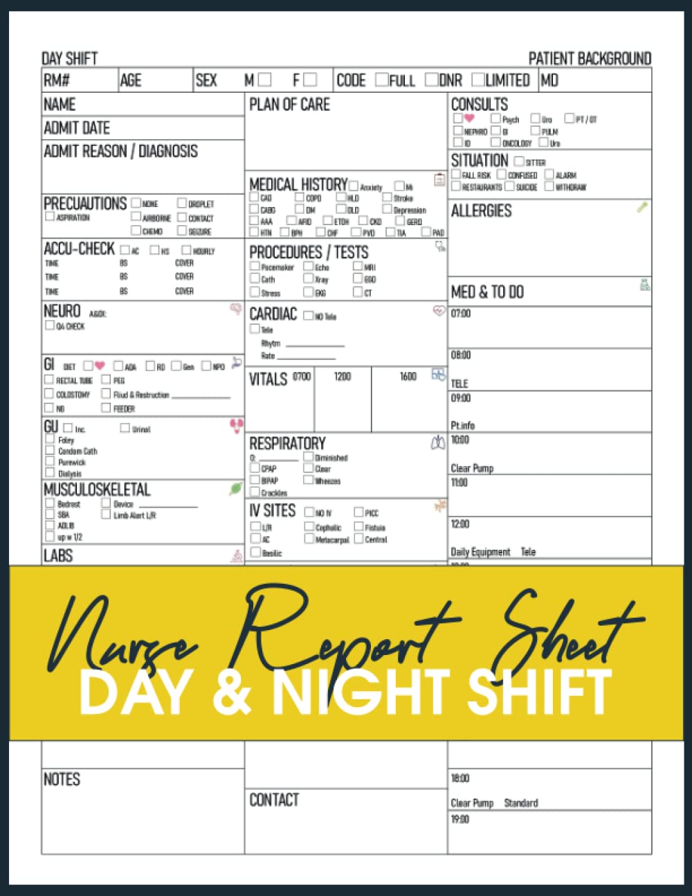 Nursing Report Sheet Notebook For Day And Night Shifts Efficiently ...