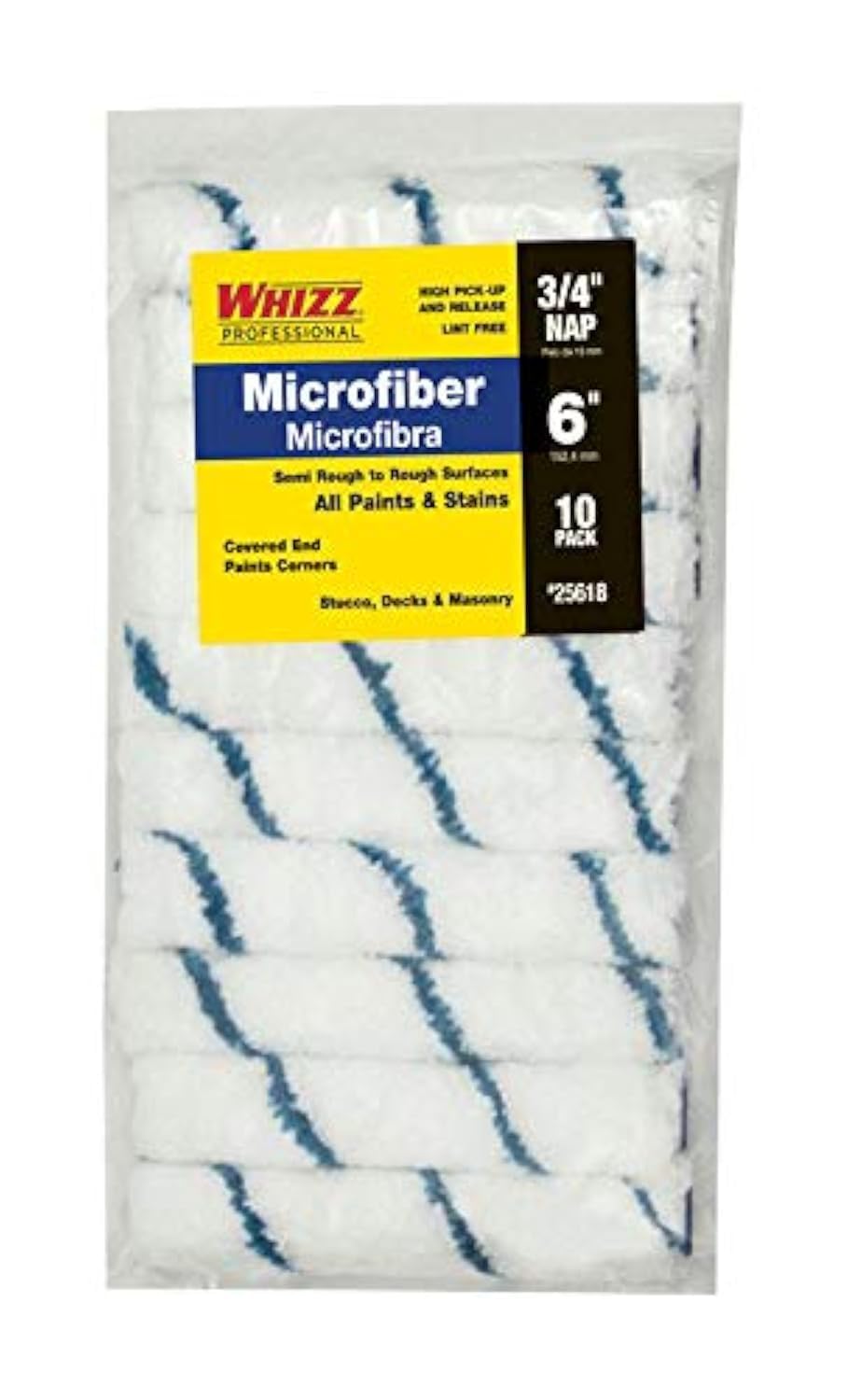 Amazon.com: WHIZZ 25618 Microfiber Mini Roller, 6" X 3/4", 10/Pack ...