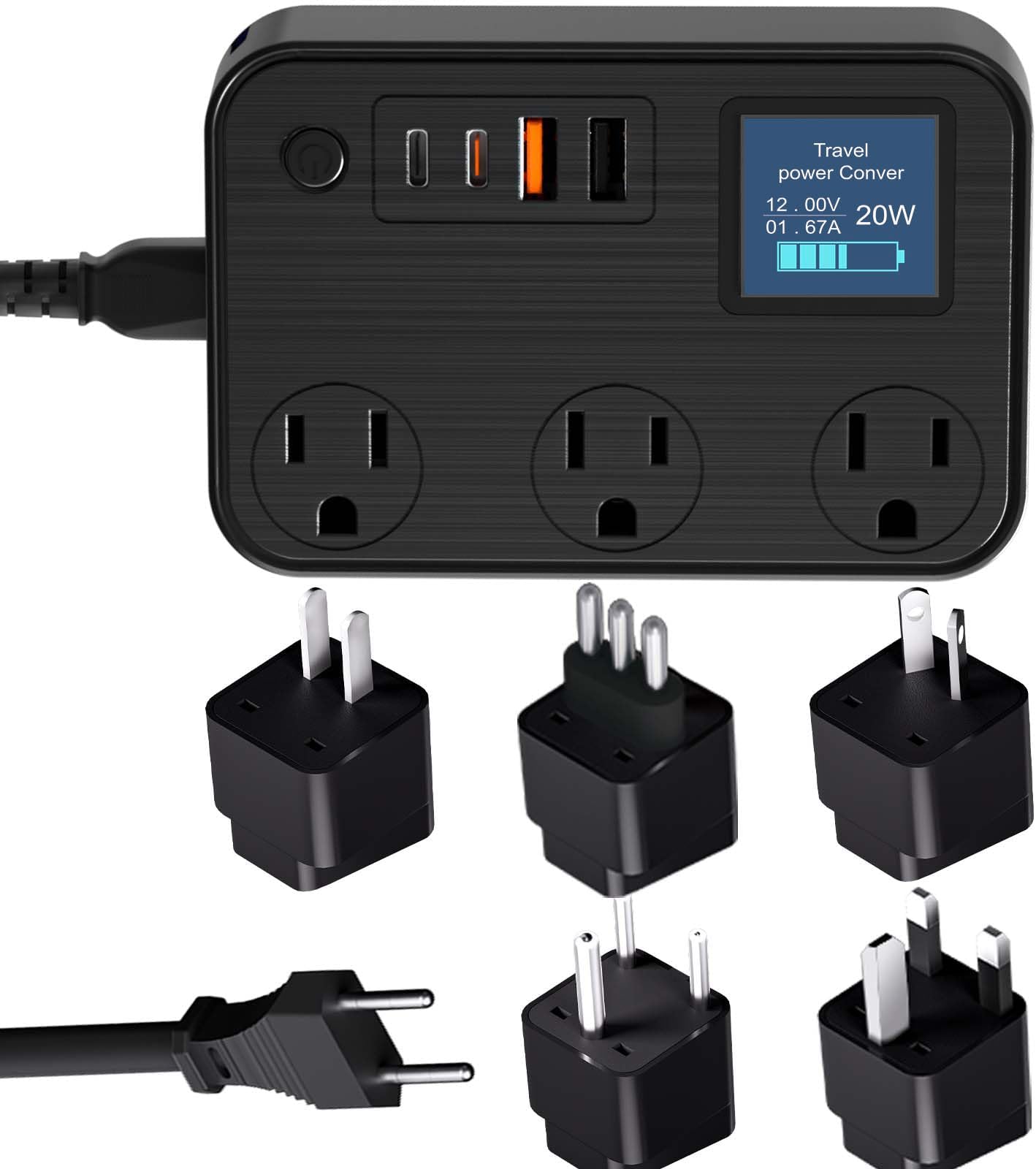 Amazon.com: 350W Converter Plug with 2 USB and 2 USB-C (20W PD) Fast ...