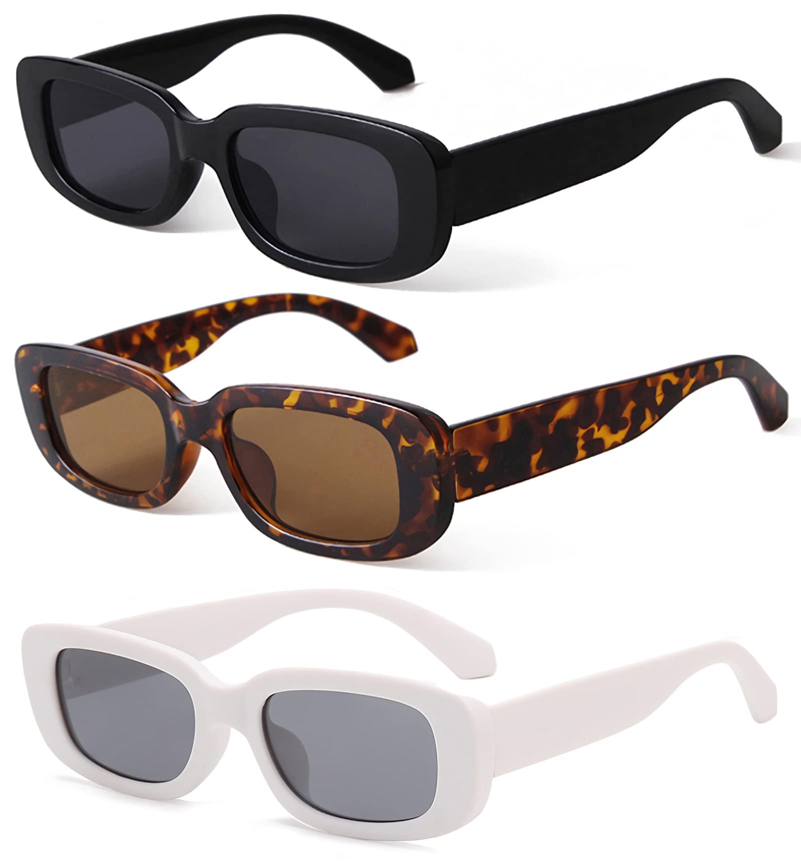 Snapklik.com : 3 PACK Retro Rectangle Sunglasses Women And Men Vintage ...