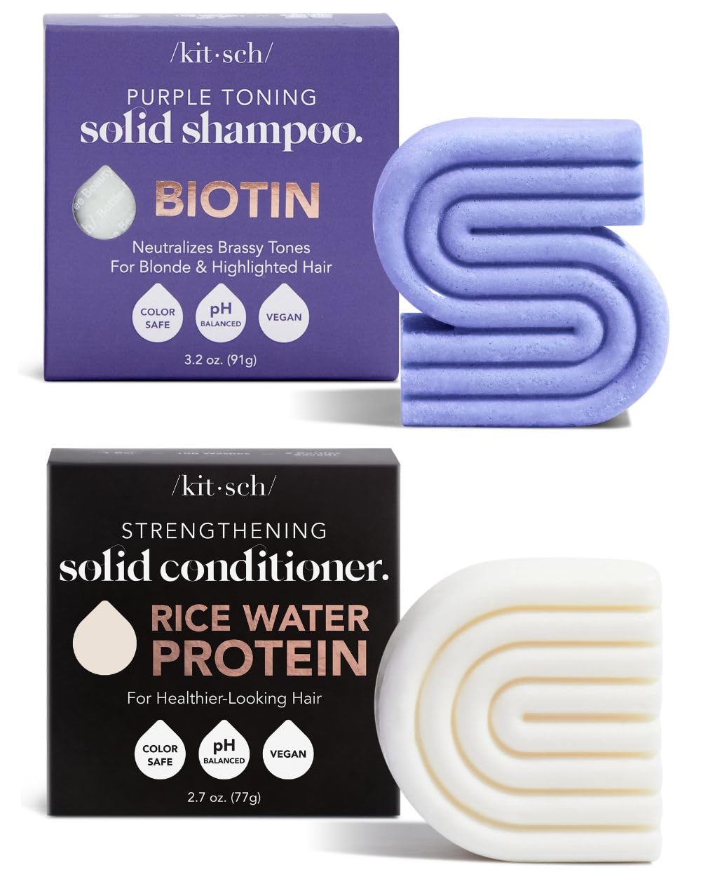 Amazon.com : Kitsch Purple Shampoo Bar for Blonde Hair & Rice Water ...