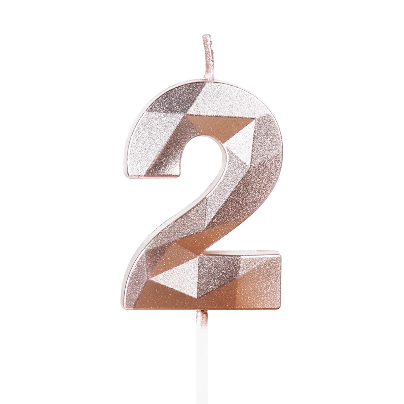 Amazon.com: Number 2 Candles,2nd Birthday Candles,Rose Gold Happy ...