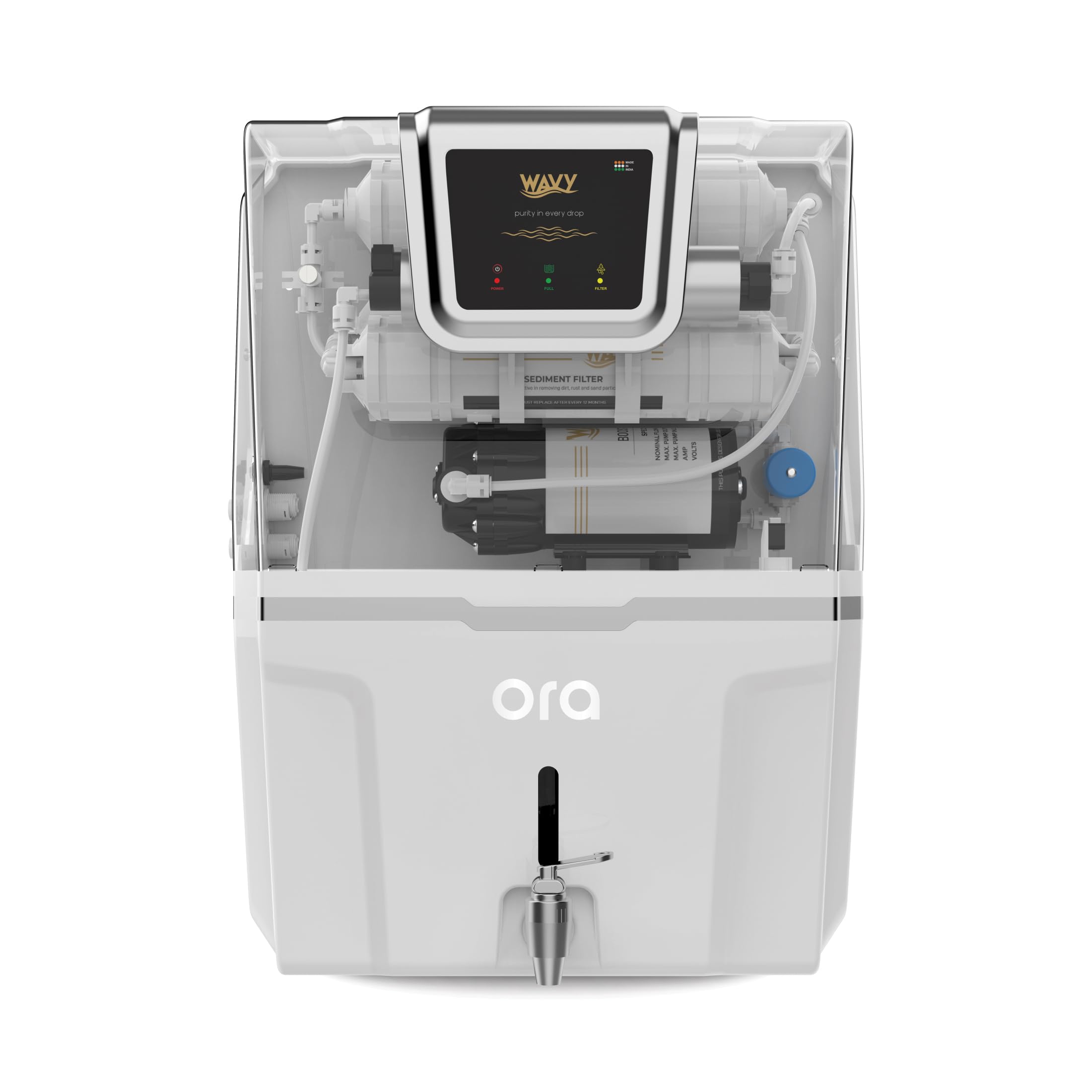 Wavy Ora (White) RO+UV+ZINC ALKALINE + TDS Advanced Multi Stage Water ...