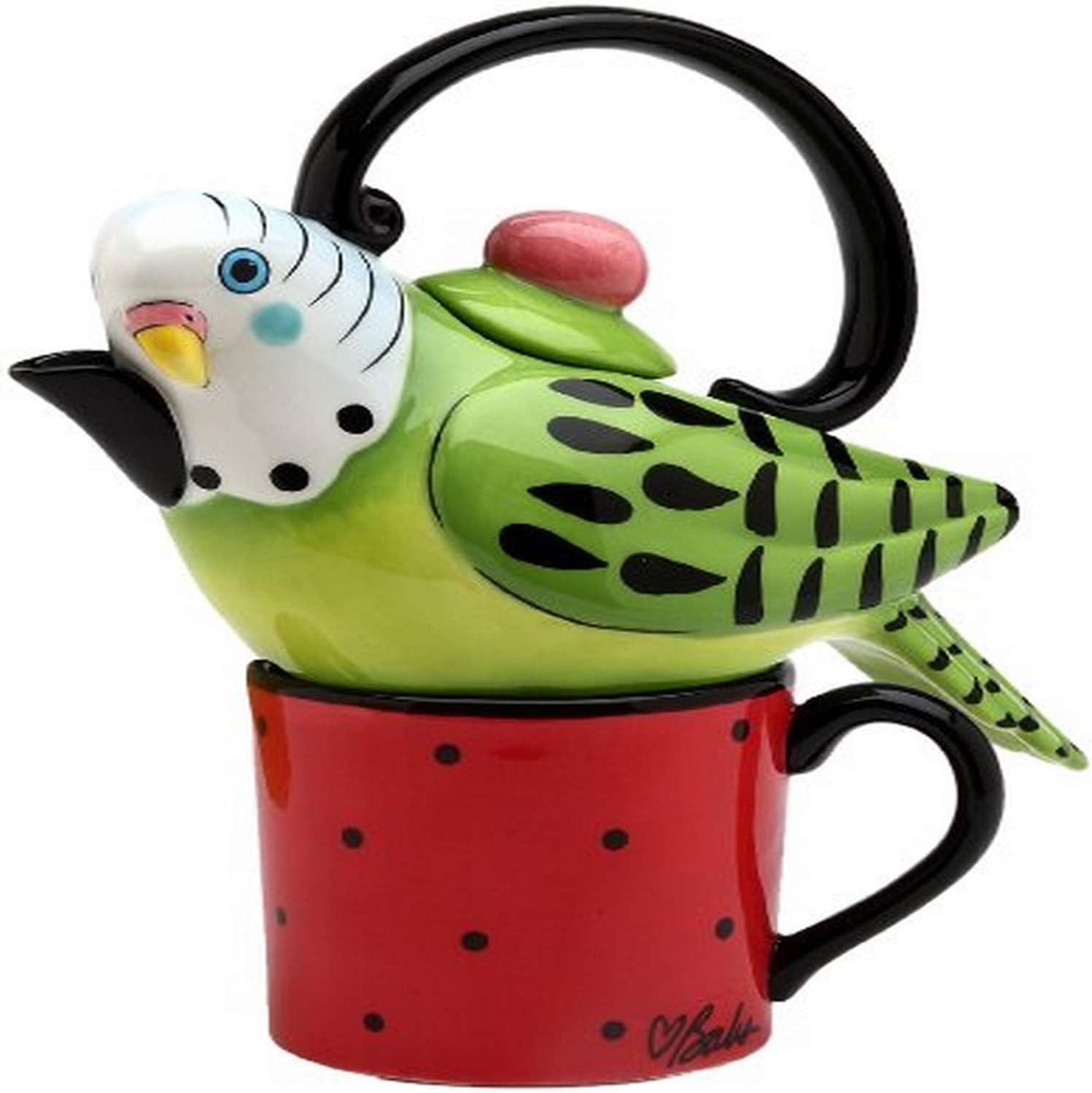 Amazon.com | Appletree 7-1/4-Inch Ceramic Yellow Parakeet Tea For One ...