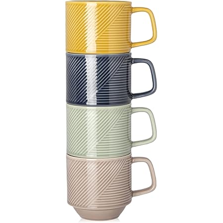 Amazon.com: Adewnest Stackable Coffee Mugs Set: 15 Ounce Large Stacking ...